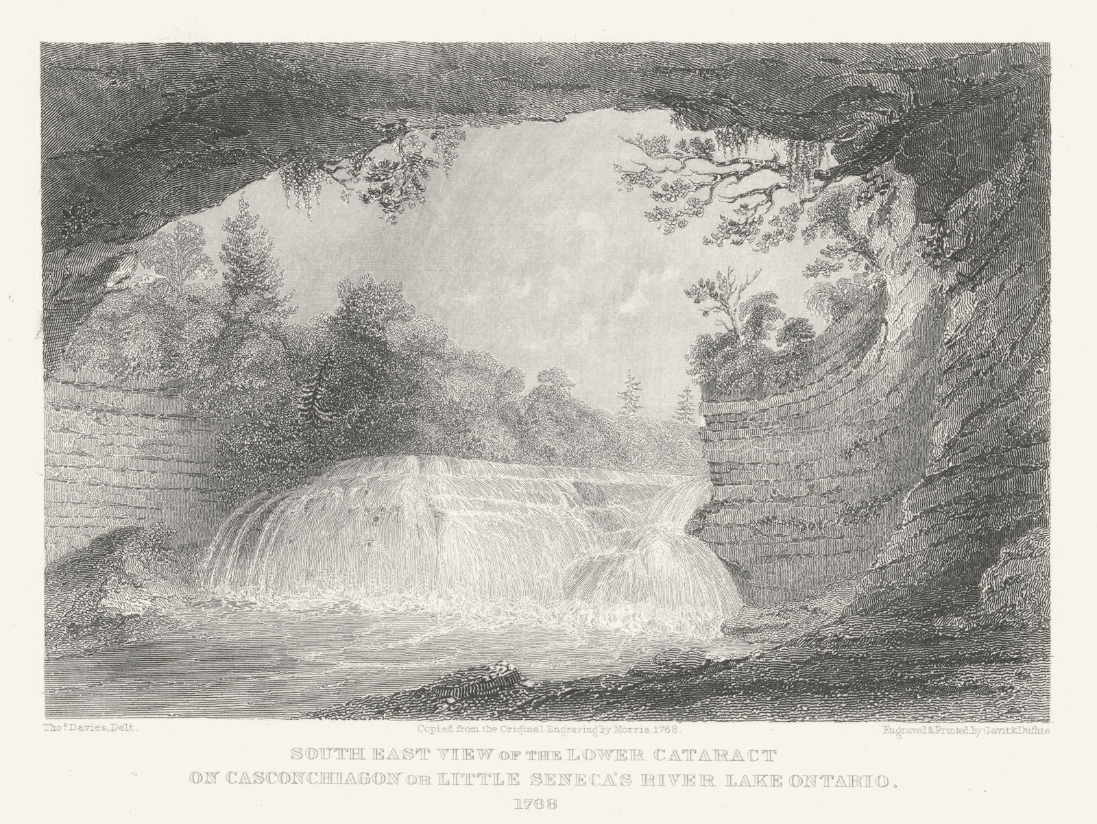 The lower falls on Casconchiagon, Genesee River, Lake Ontario in 1768. 1849 ...