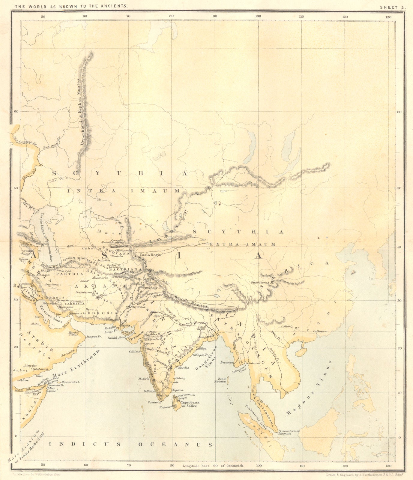 ASIA.Ancient World sheet 2.India Scythia Ariana Serica Arabia Persis ...