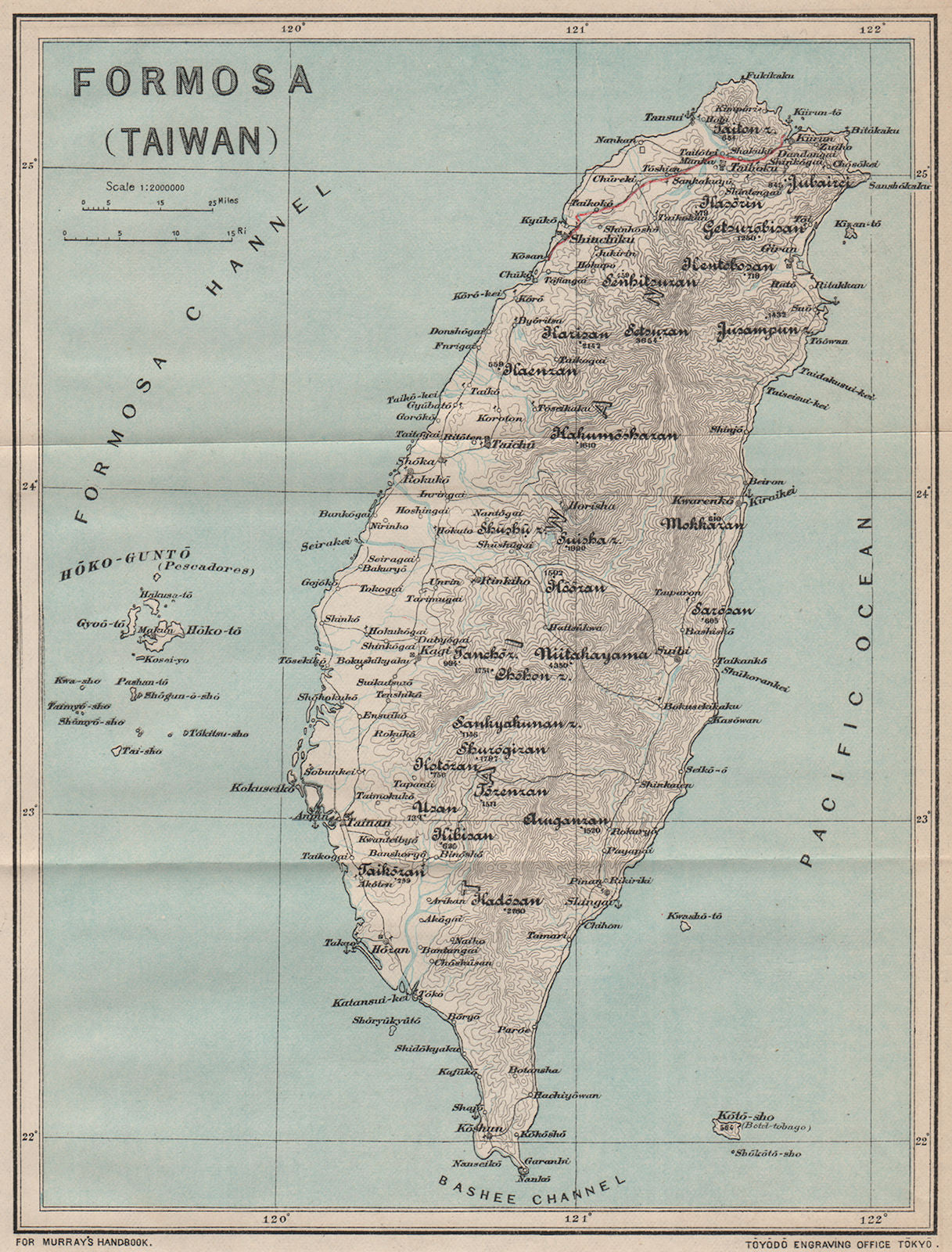 FORMOSA TAIWAN. Vintage map of Taiwan. MURRAY 1901 old antique plan chart – Antiquemapsandprints.com