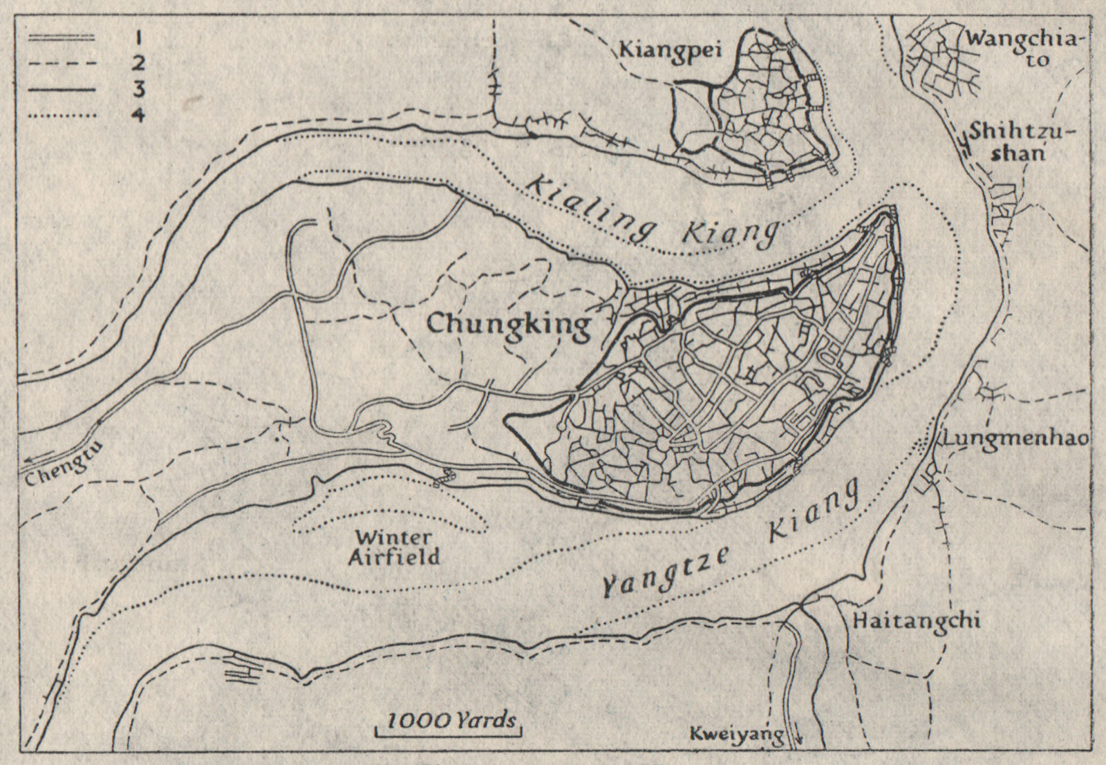 Chungking. CHONGQING. China. WW2 ROYAL NAVY INTELLIGENCE MAP 1945 old – Antiquemapsandprints.com