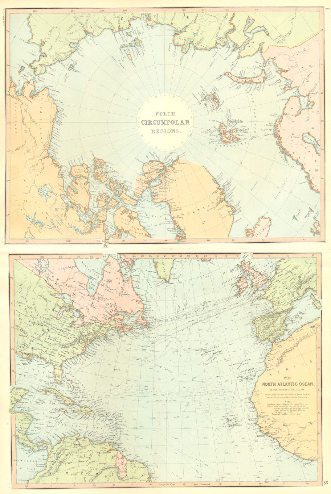 ARCTIC OCEAN. North Circumpolar region. North Pole. Greenland.BLACKIE ...
