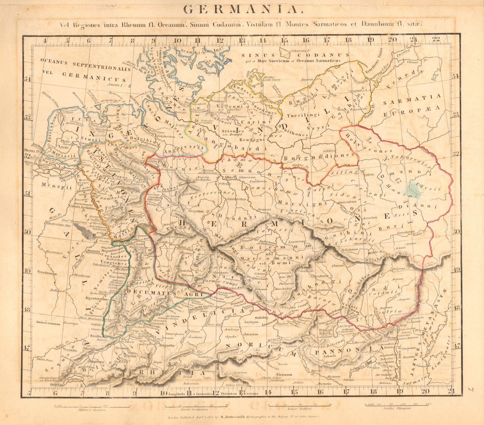 ANCIENT GERMANY. Germania. Tribes. Hermiones Ingaevones. ARROWSMITH ...