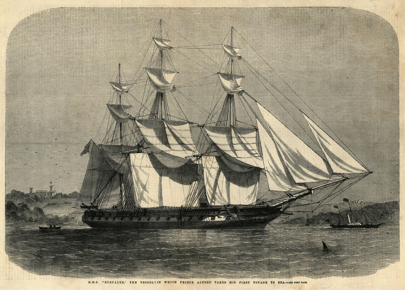 HMS Euryalus, the ship in which Prince Alfred took his first voyage to ...