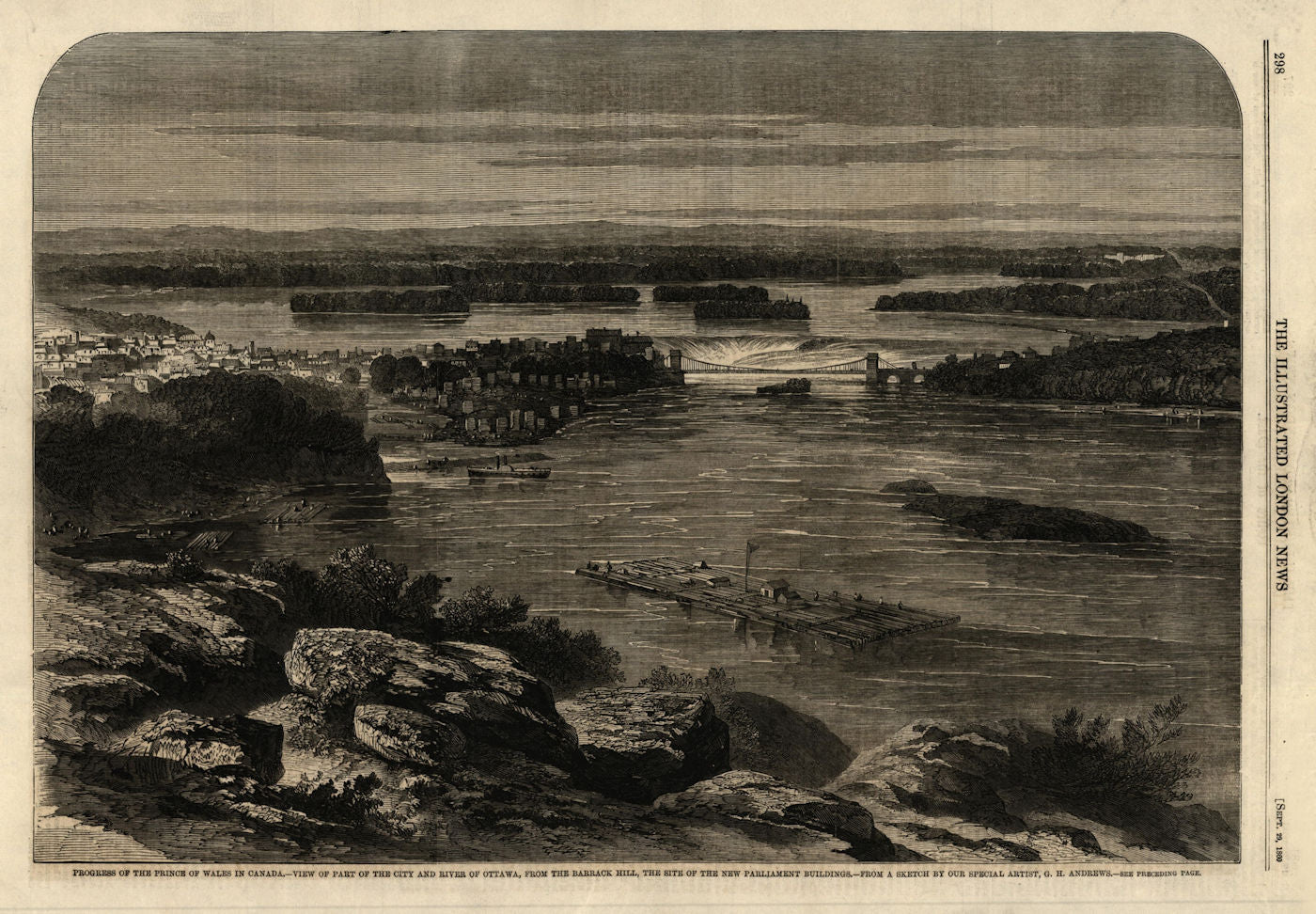 The city & river of Ottawa, from the Barrack Hill. New parliament ...