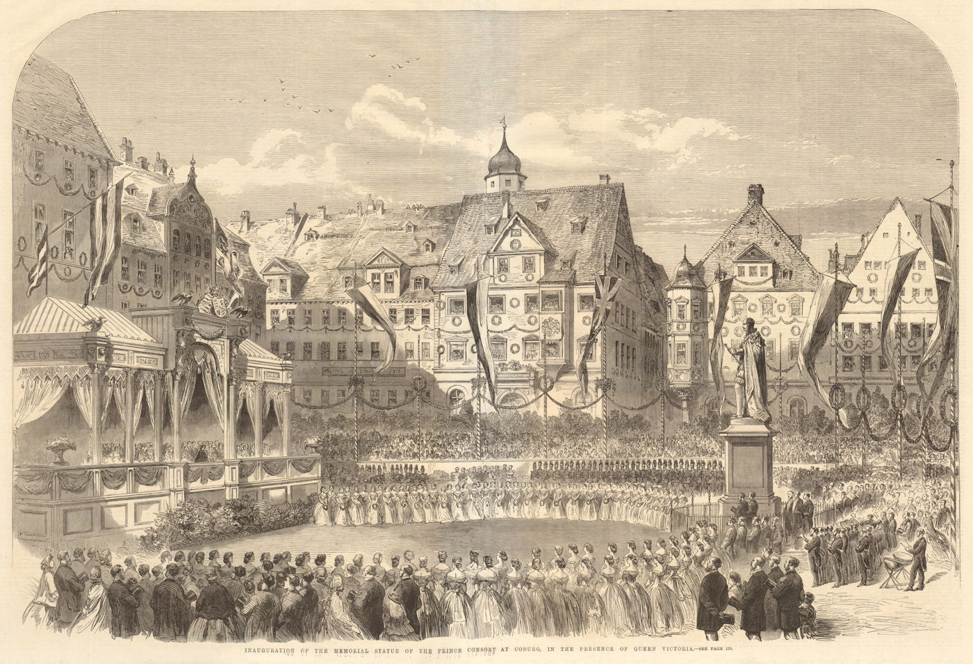 Prince Albert memorial statue at Coburg inauguration. Queen Victoria ...