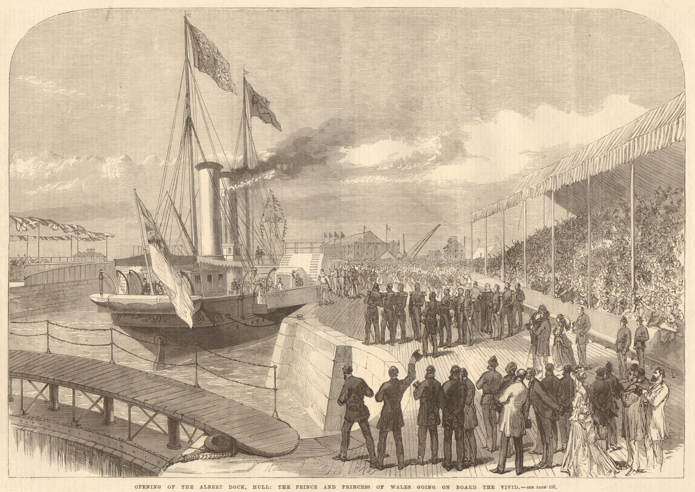 Opening of the Albert Dock, Hull. Prince of Wales (Edward VII) HMS ...