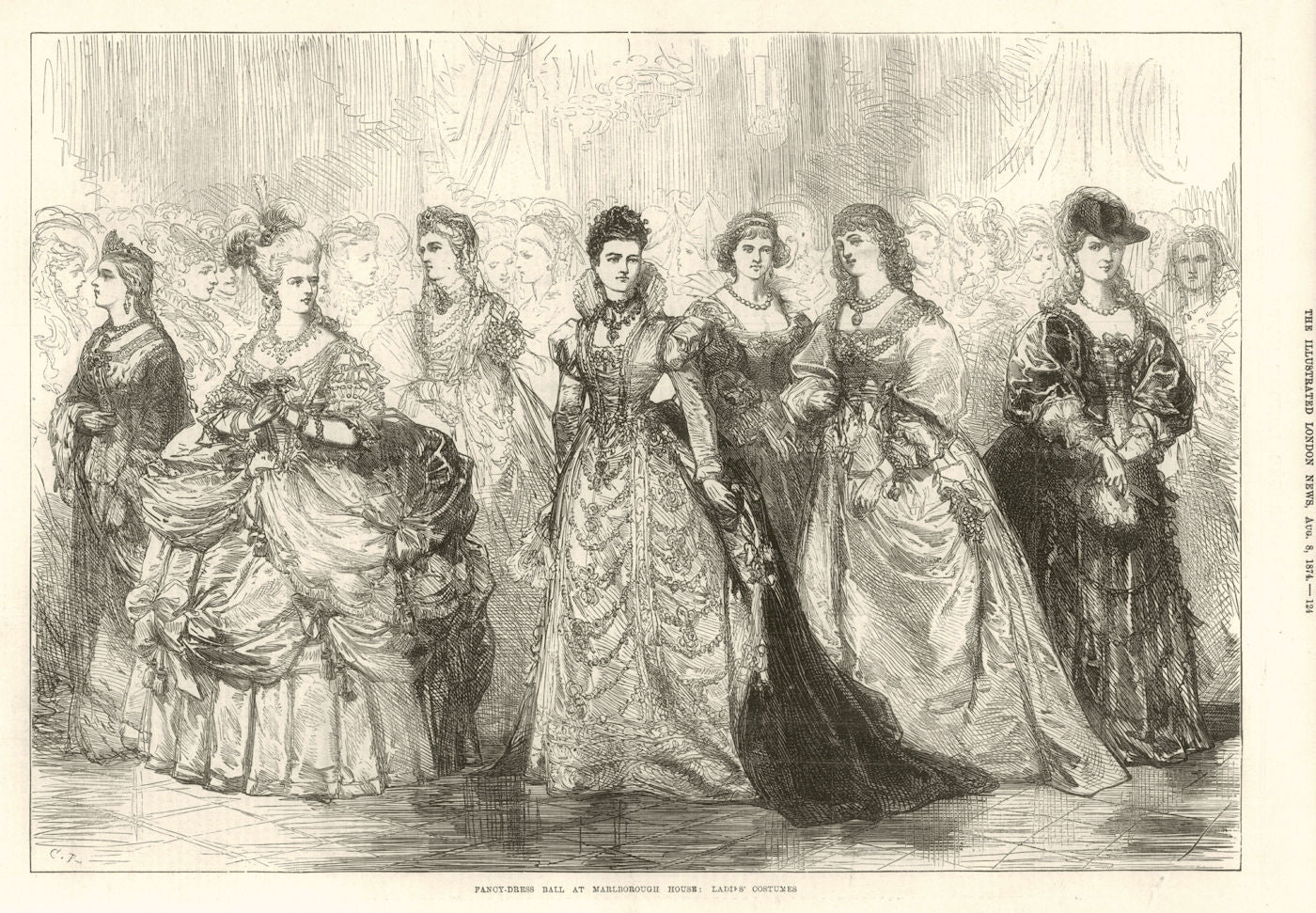 Fancy dress ball at Marlborough House: Ladies costumes. Pall Mall ...