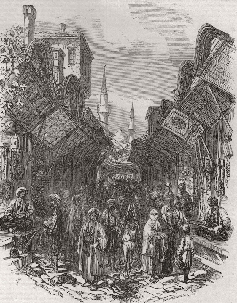 TURKEY. A Street in Constantinople (Istanbul) 1853 old antique print ...