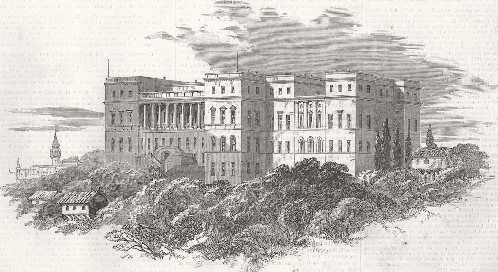 TURKEY. Raglans Quarters(Russian Embassy), Istanbul 1854 old antique ...