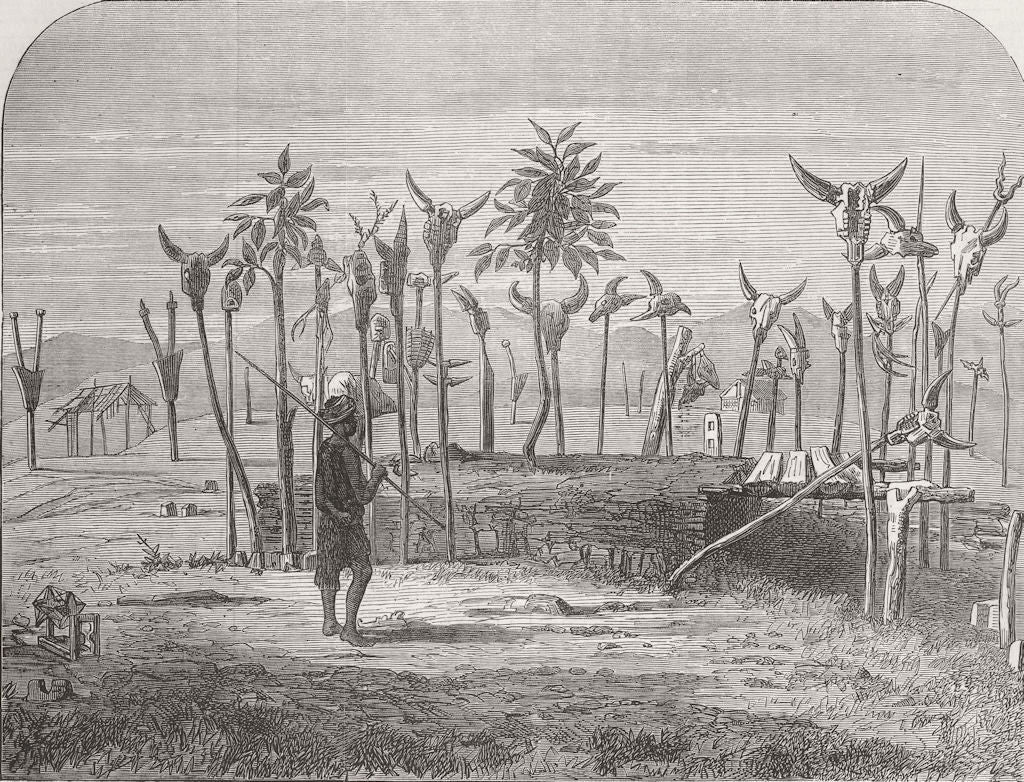 INDIA. Tomb of Voupilal, a Lushai chief 1872 old antique vintage print ...
