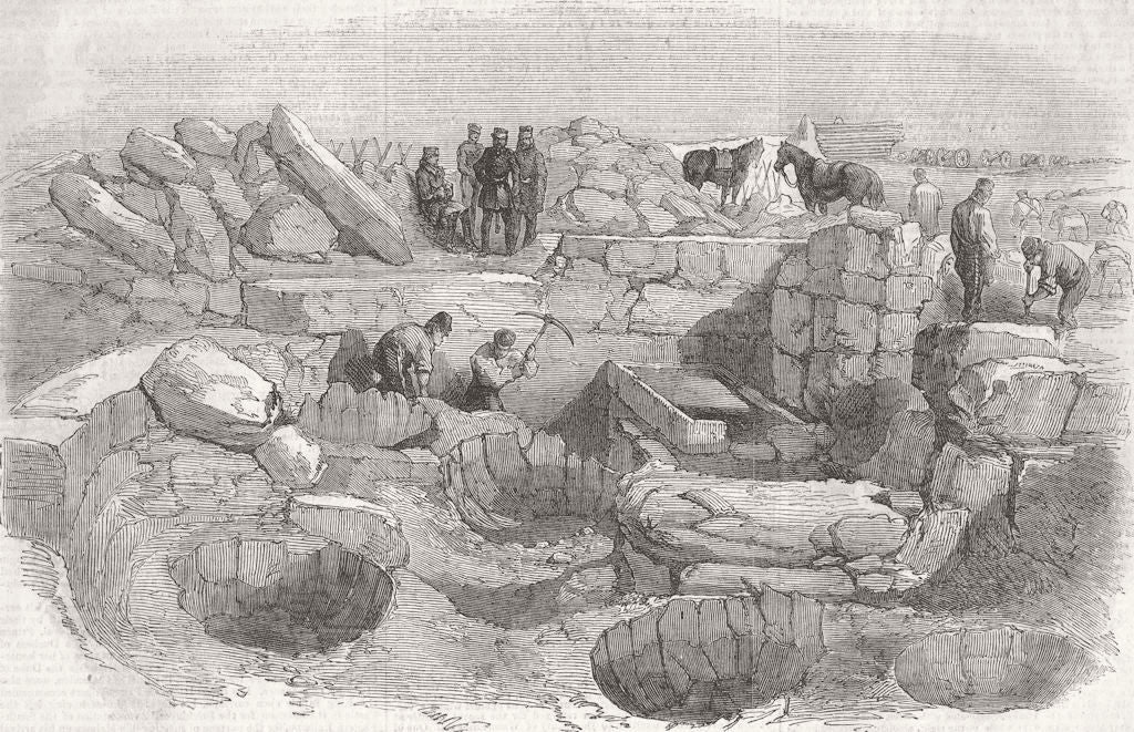 SEVASTOPOL. Remains of building discovered HQ 1855 old antique print ...