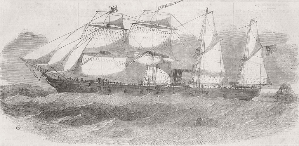 BOATS. New Ship Adelaide 1852 old antique vintage print picture ...