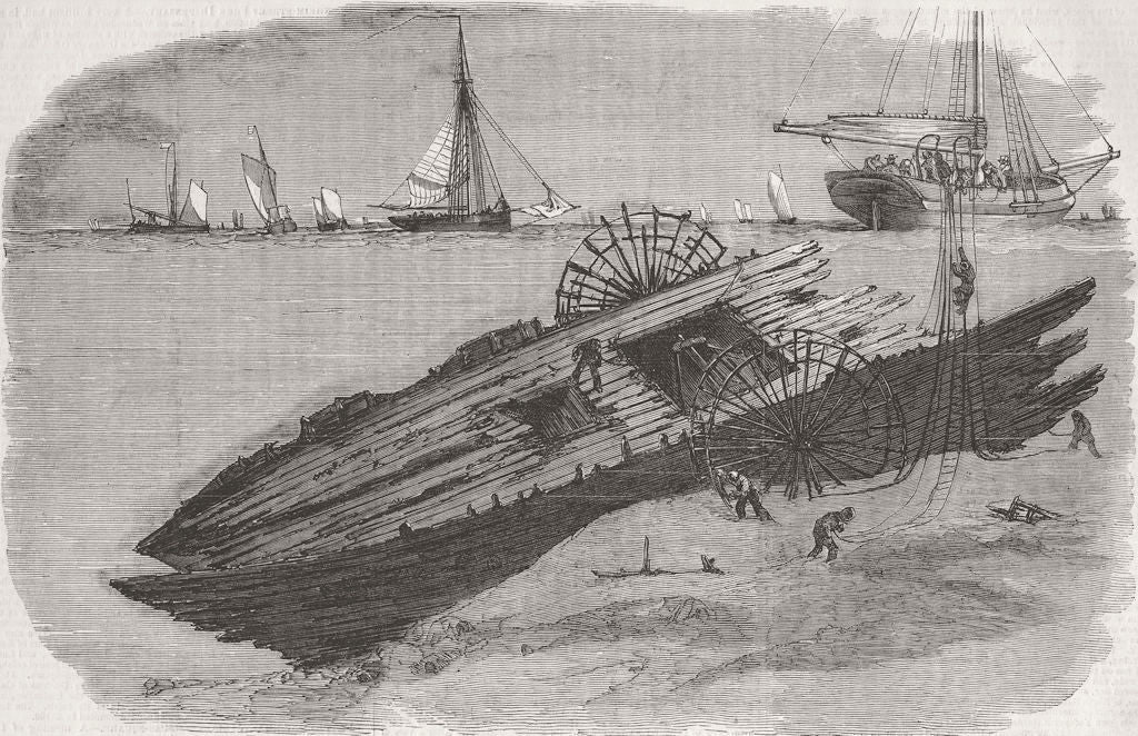KENT. Wreck of Royal Adelaide Ship 1850 old antique vintage print ...