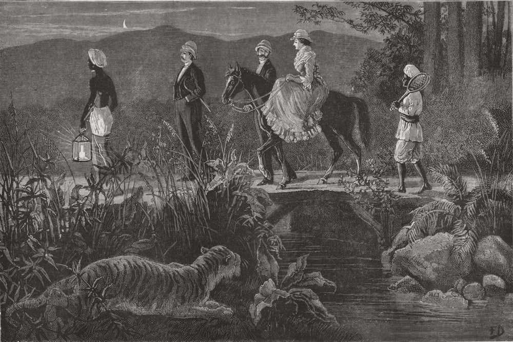 CHRISTMAS. Christmas at an Indian Hill Station-Going home after a party ...