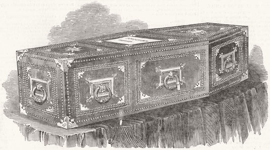 SOCIETY. The coffin of the Duke Of Wellington 1852 old antique print ...