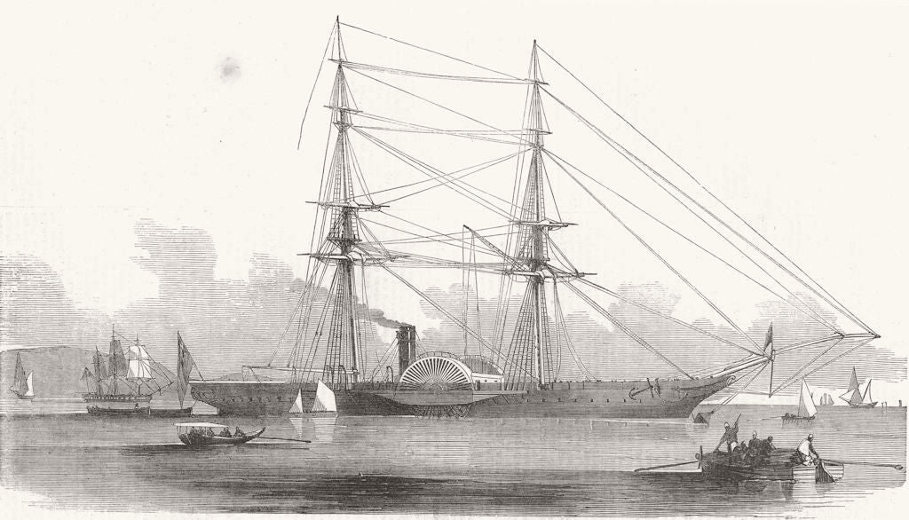 SHIPS. The Steam-frigate Feroze 1852 old antique vintage print picture ...