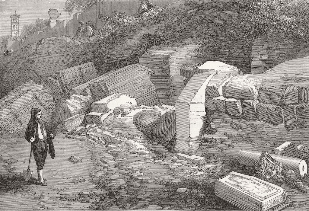 ROME. Sketches in Rome. Wall of Romulus, Porta Mugonia, Palatine hill ...