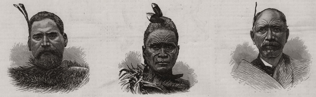 Major Te Wheoro, Tawhiao, the Maori king, Patari Te Tuhi, King's cousin ...