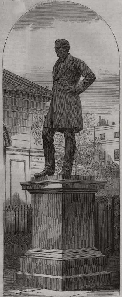 Statue of Robert Stephenson, in Euston Square. London 1871 old antique ...