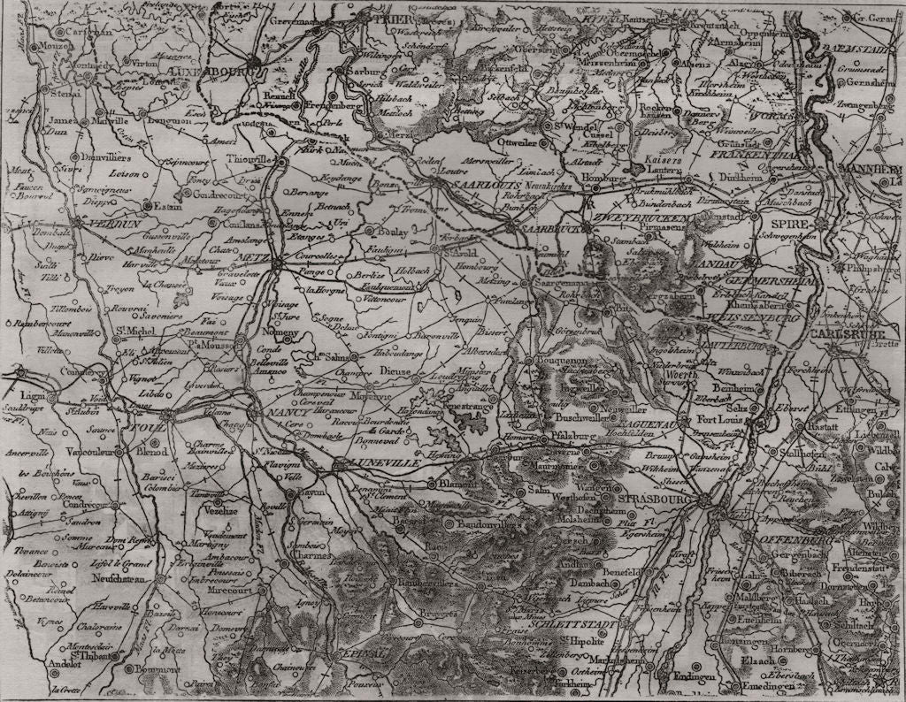 The seat of war. France 1870 old antique vintage map plan chart ...