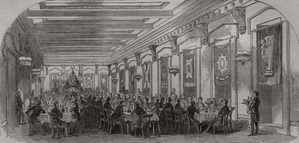 Grand dinner in the Masonic Hall, at Montreal. Quebec 1850 old antique ...