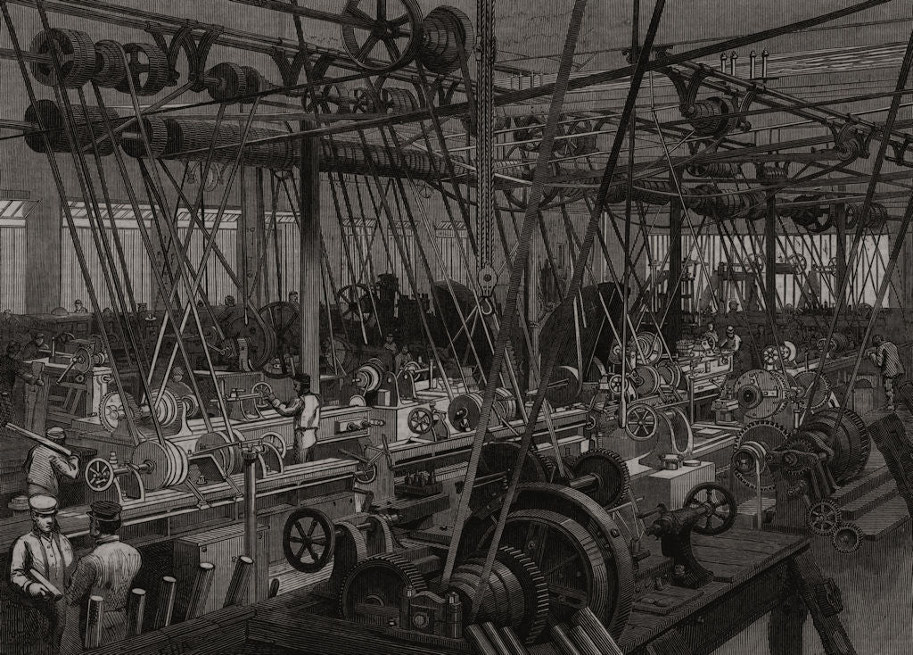 Stephenson's Locomotive Factory at Newcastle-on-Tyne: lathe & tool shop ...