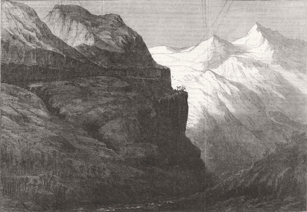 INDIA. Thull Ghat Station, Indian Peninsular Railway 1866 old antique ...