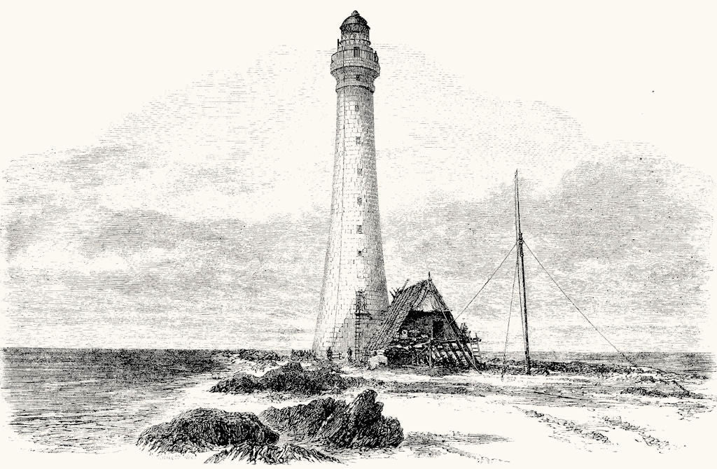 BURMA. Alguada Reef Lighthouse, Cape Negrais, Pegu 1865 old antique ...