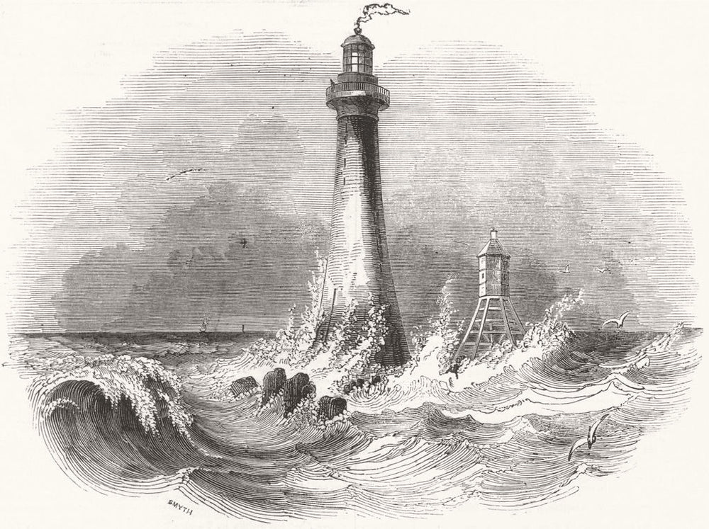 SCOTLAND. The Skerryvore lighthouse 1844 old antique vintage print ...
