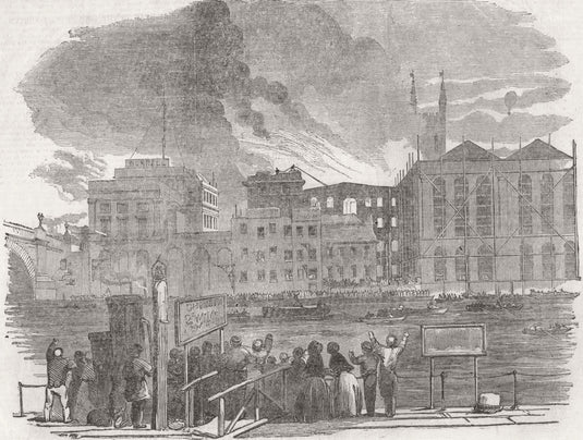 LONDON. fire at Hibernia-Wharf-Southwark 1851 old antique print picture ...
