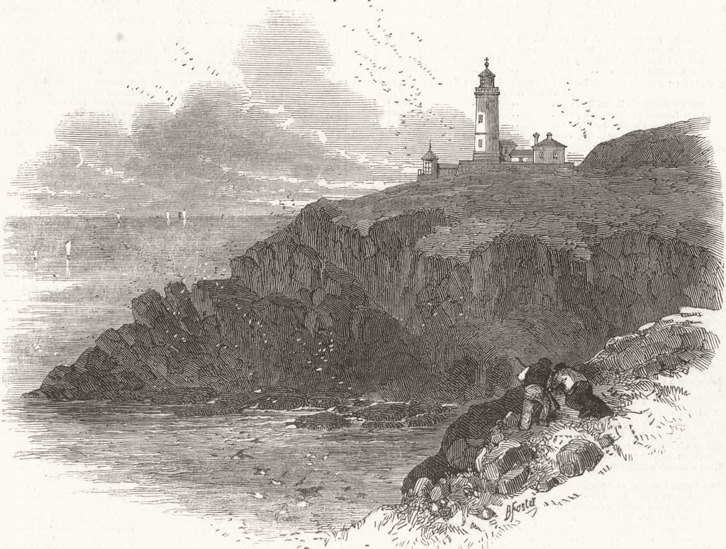 CORNWALL. New Lighthouse on Trevose Head, Cornwall 1847 old antique ...