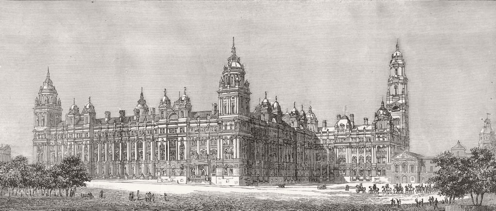 LONDON. Admiralty & war office building design 1884 old antique print ...