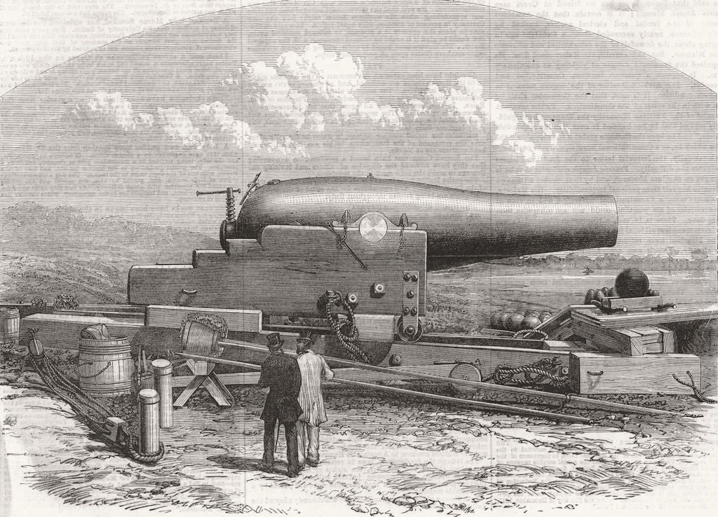 USA. Rodman 15 inch gun, adopted for US navy 1867 old antique print ...