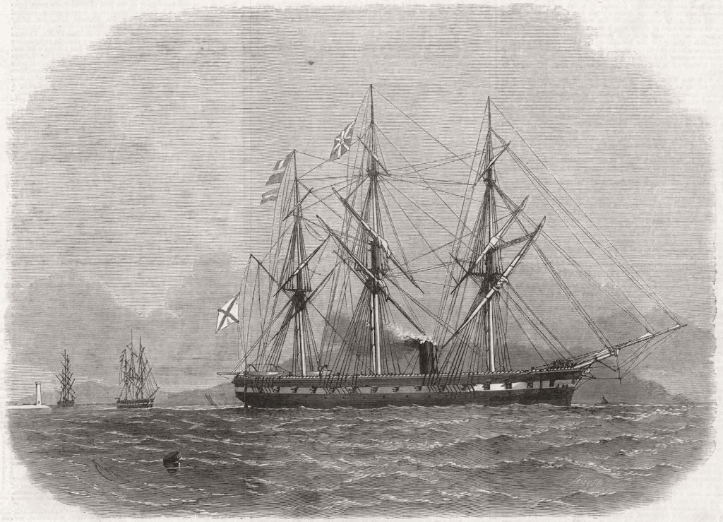 PLYMOUTH. Russian ship carrying Tsarevich body 1865 old antique print ...