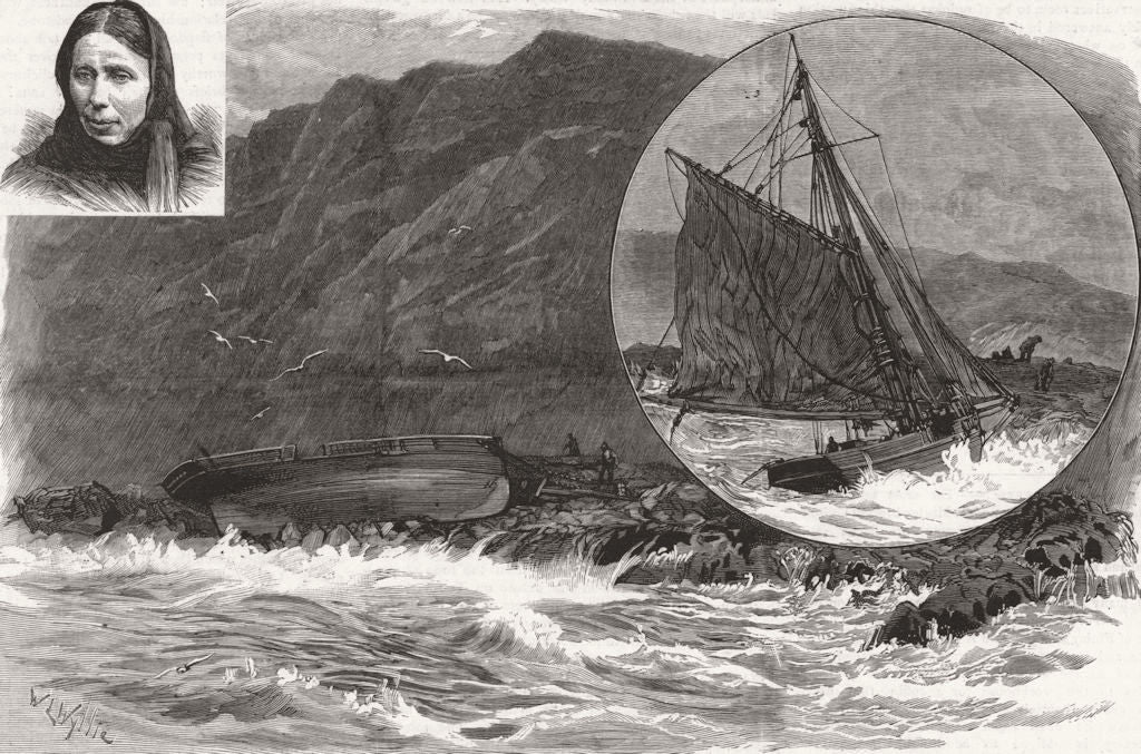 SHIPS. The wreck ashore 1886 old antique vintage print picture ...