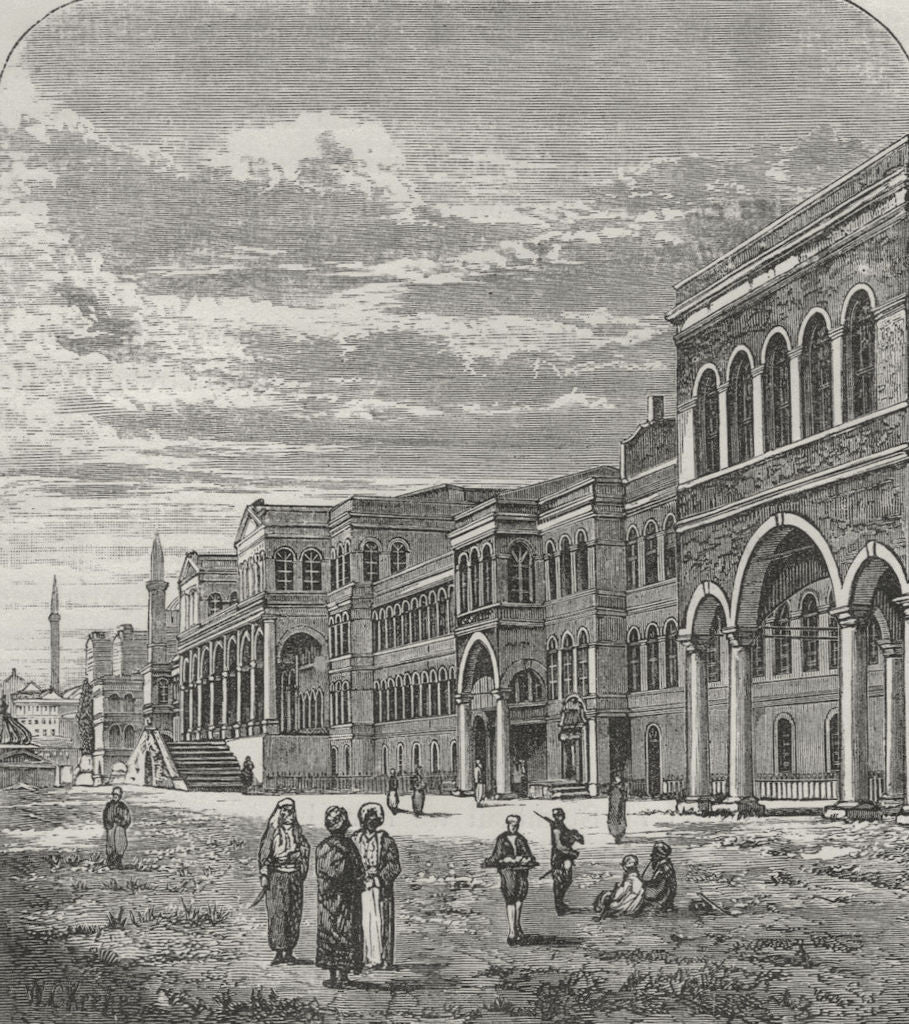 ISTANBUL. Palace of the Sublime Porte 1882 old antique vintage print ...