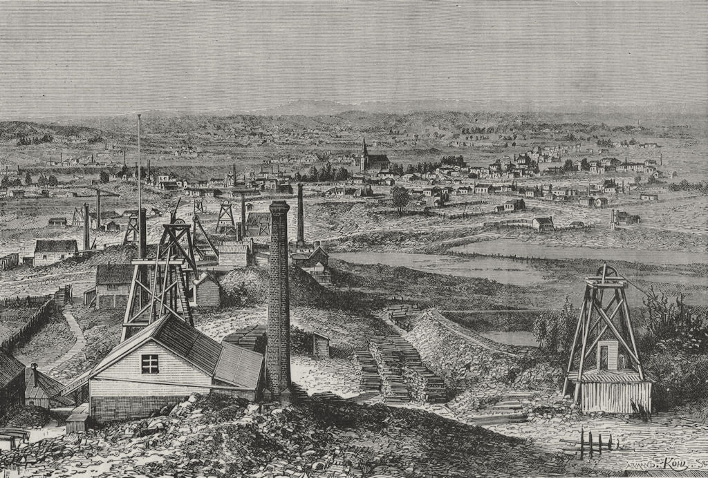 MELBOURNE. The Mines of Sandhurst 1882 old antique vintage print ...