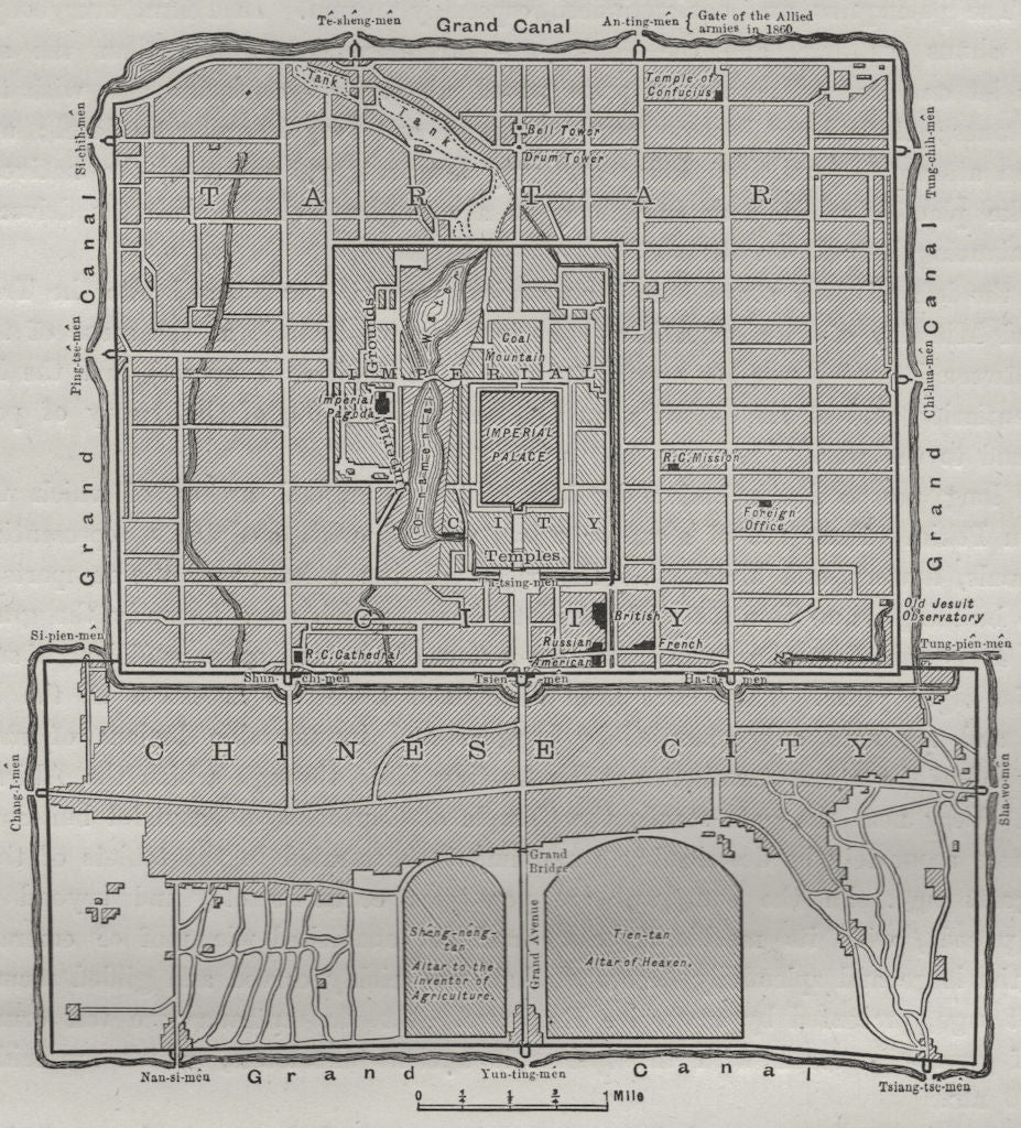 BEIJING. Plan of Pekin 1882 old antique vintage map chart ...