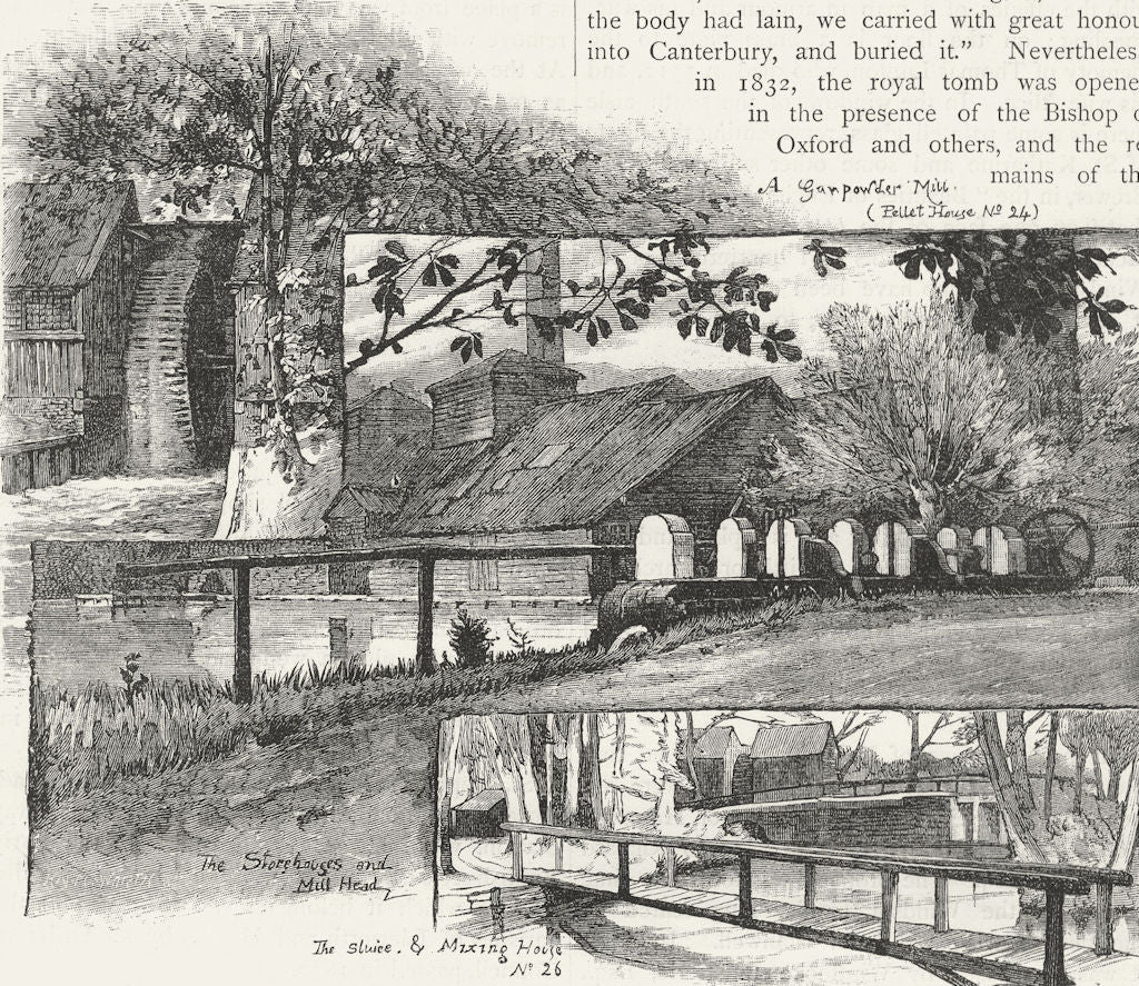 HOUNSLOW. The Powder Mills. Pellet House; Gunpowder mill 1888 old print ...