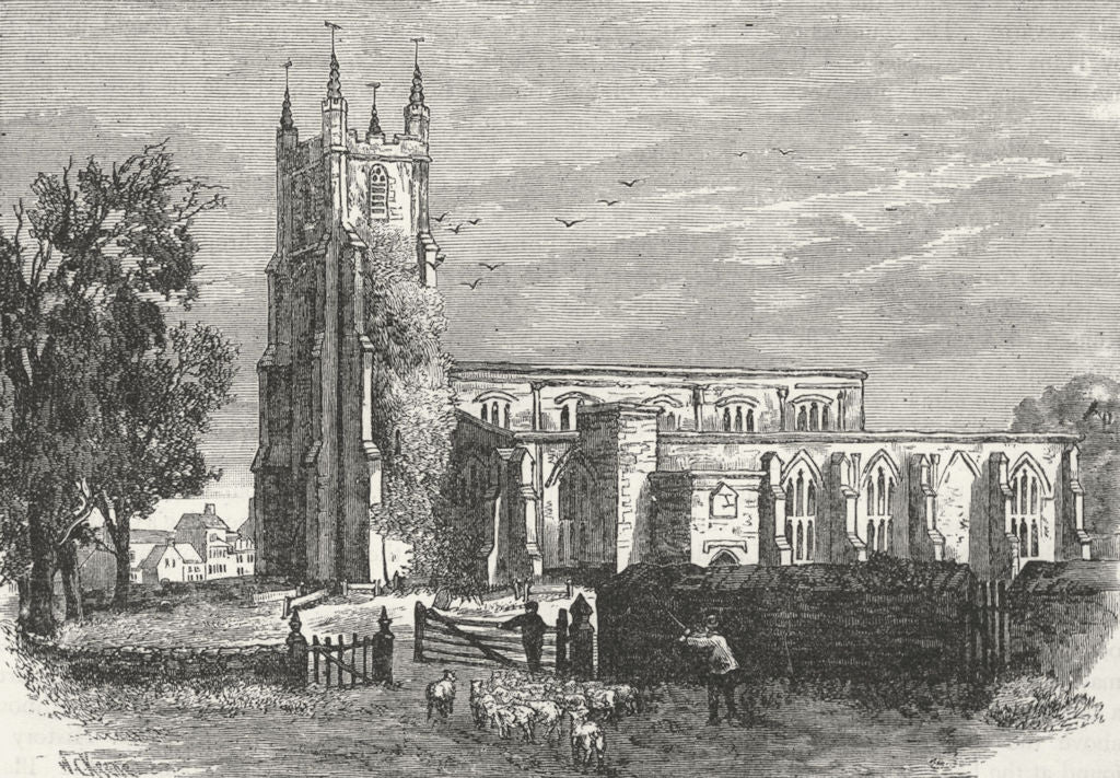 CROYDON. Old Croydon Church, 1785 1888 antique vintage print picture ...
