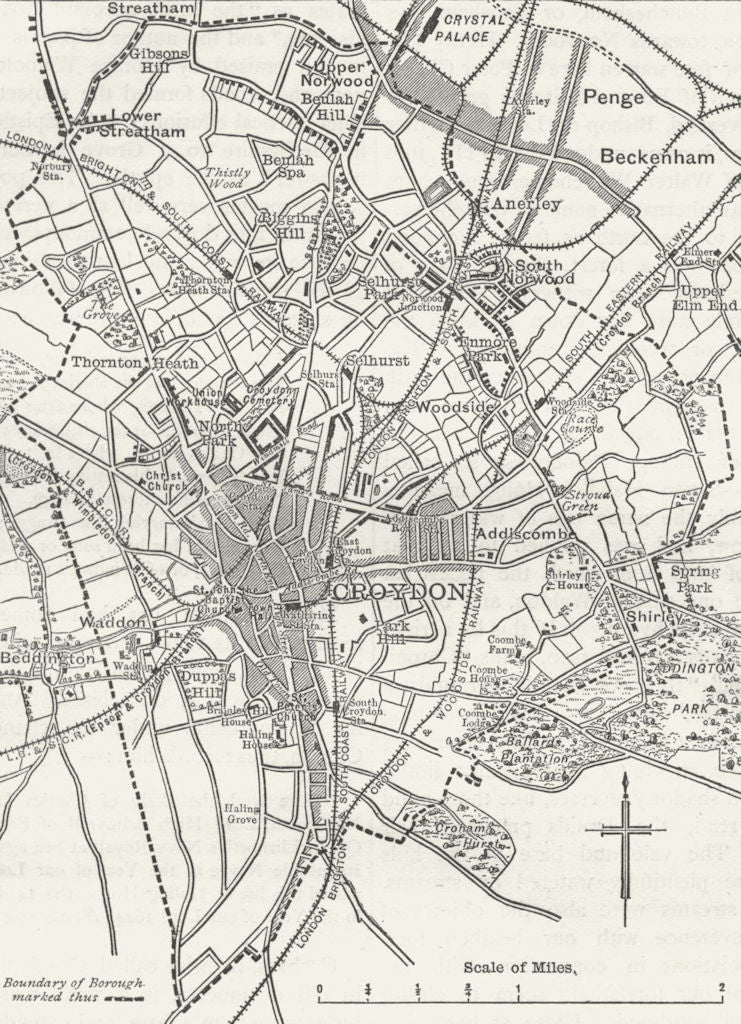 CROYDON. Map of Croydon and Vicinity 1888 old antique vintage plan ...