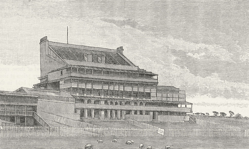 EPSOM RACES. Epsom Grand Stand. Surrey 1888 old antique vintage print ...