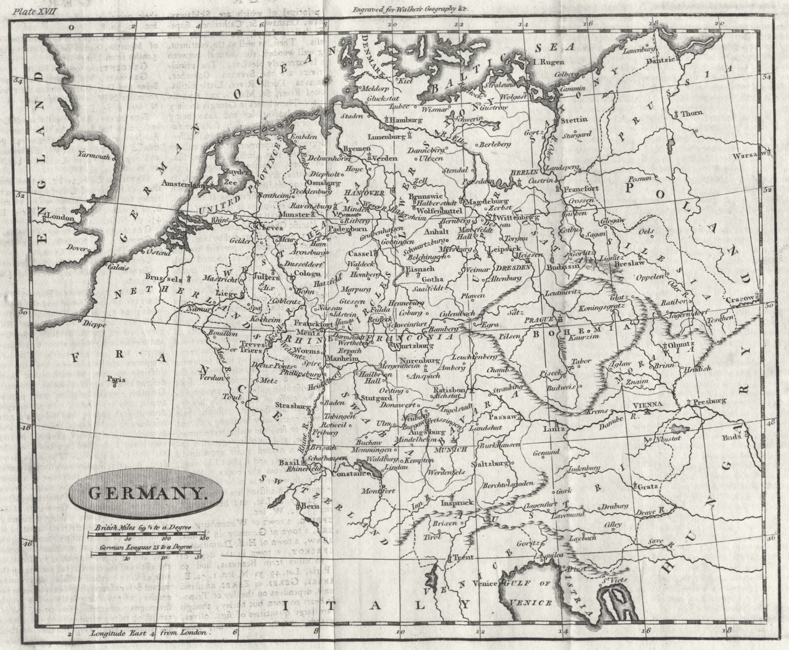 GERMANY. Walker 1795 old antique vintage map plan chart ...