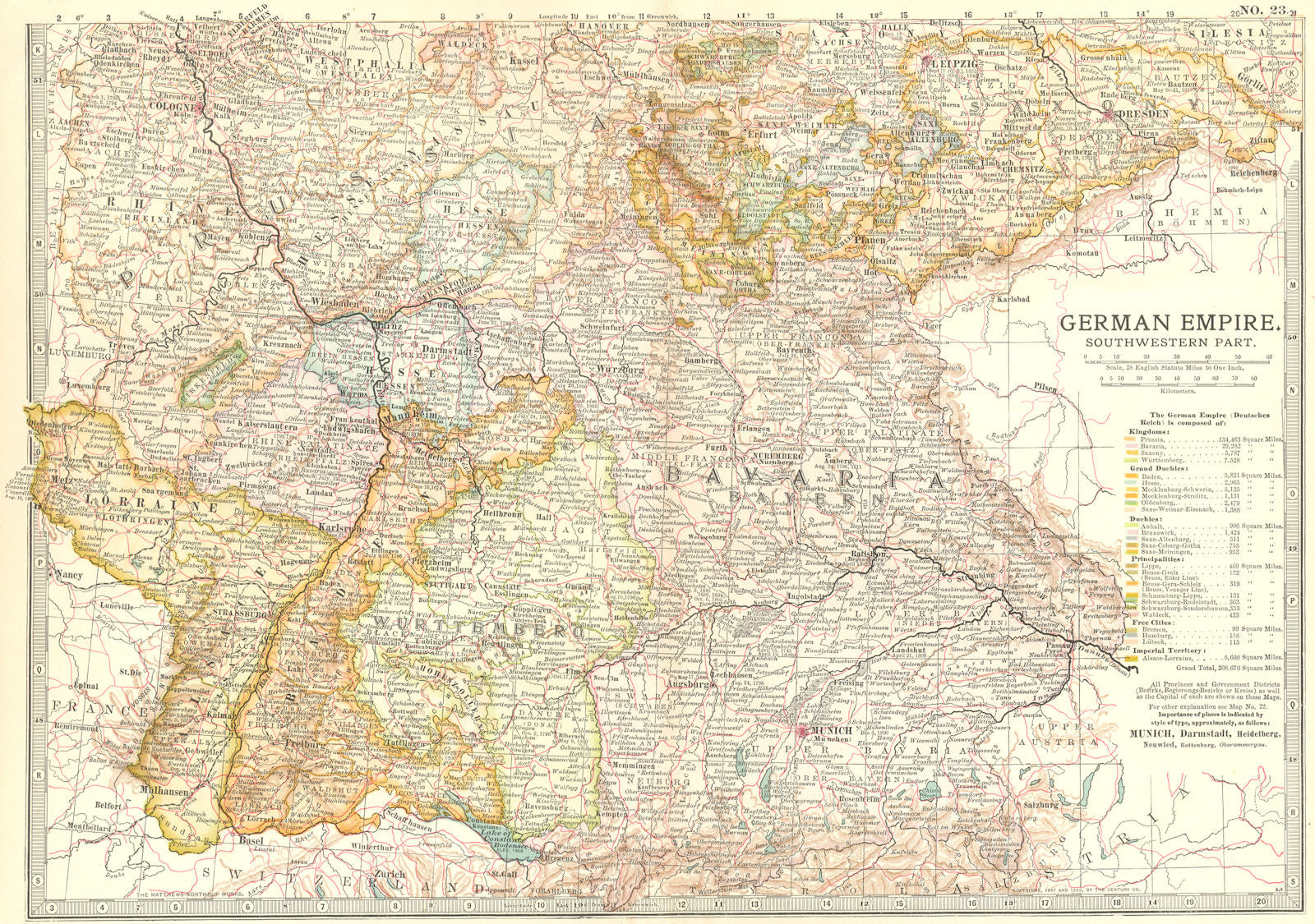 GERMANY. German Empire, SW 1903 old antique vintage map plan chart ...