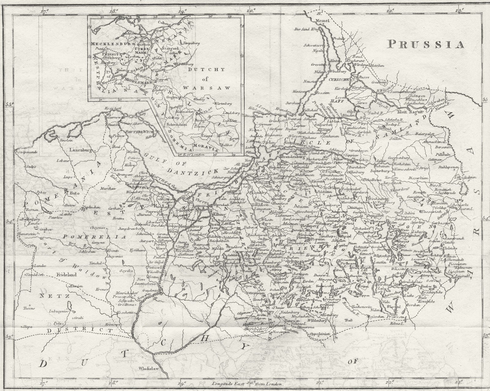 GERMANY. Prussia. BLAGDON Scarce 1810 old antique vintage map plan ...