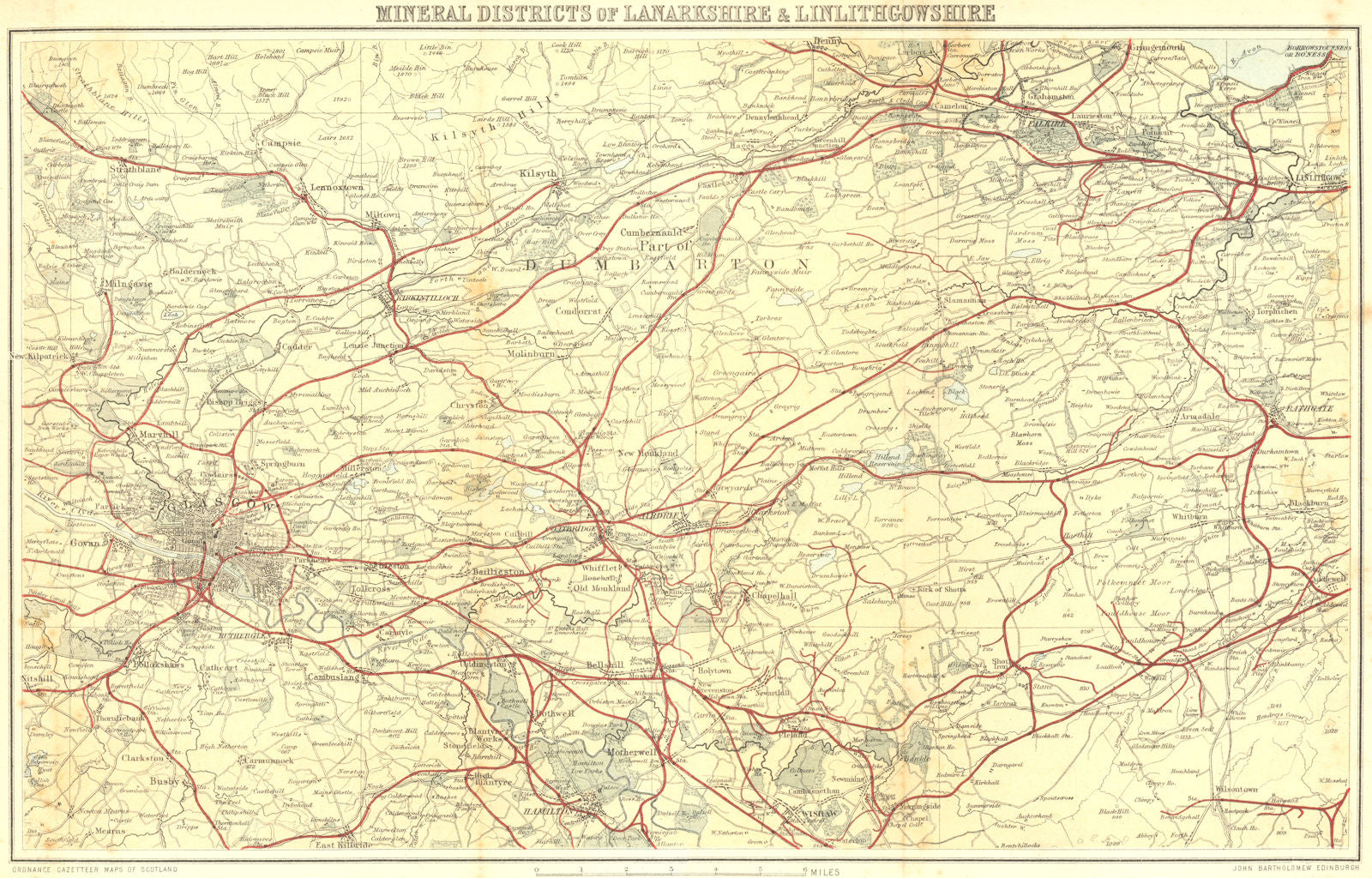 SCOTLAND. Lanarkshire, Linlithgowshire. Groome 1884 old antique map ...