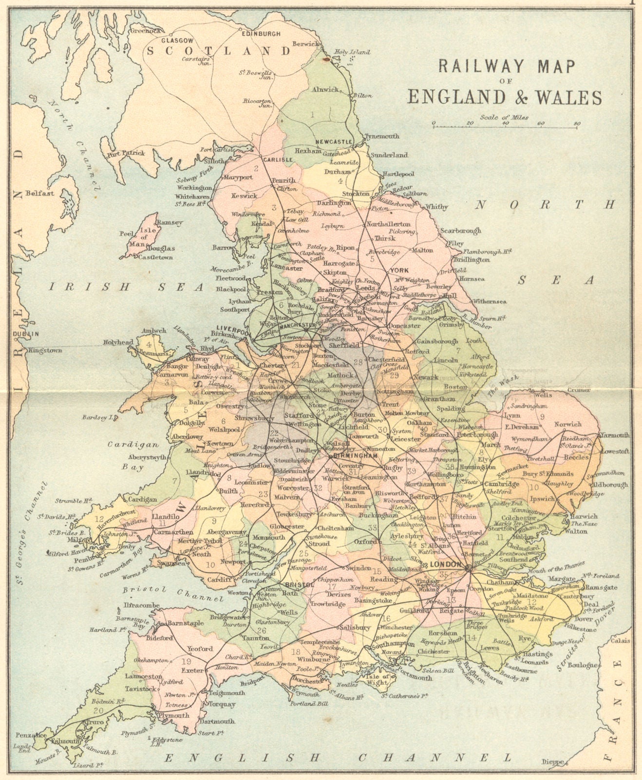 ENGLAND WALES. RAIL MAP. Philip 1873 old antique vintage plan chart ...