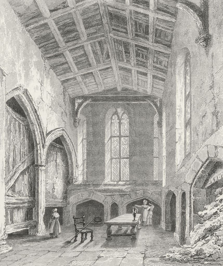 WARCS. Kitchen, St Mary Hall-Coventry. Bartlett 1830 old antique print ...