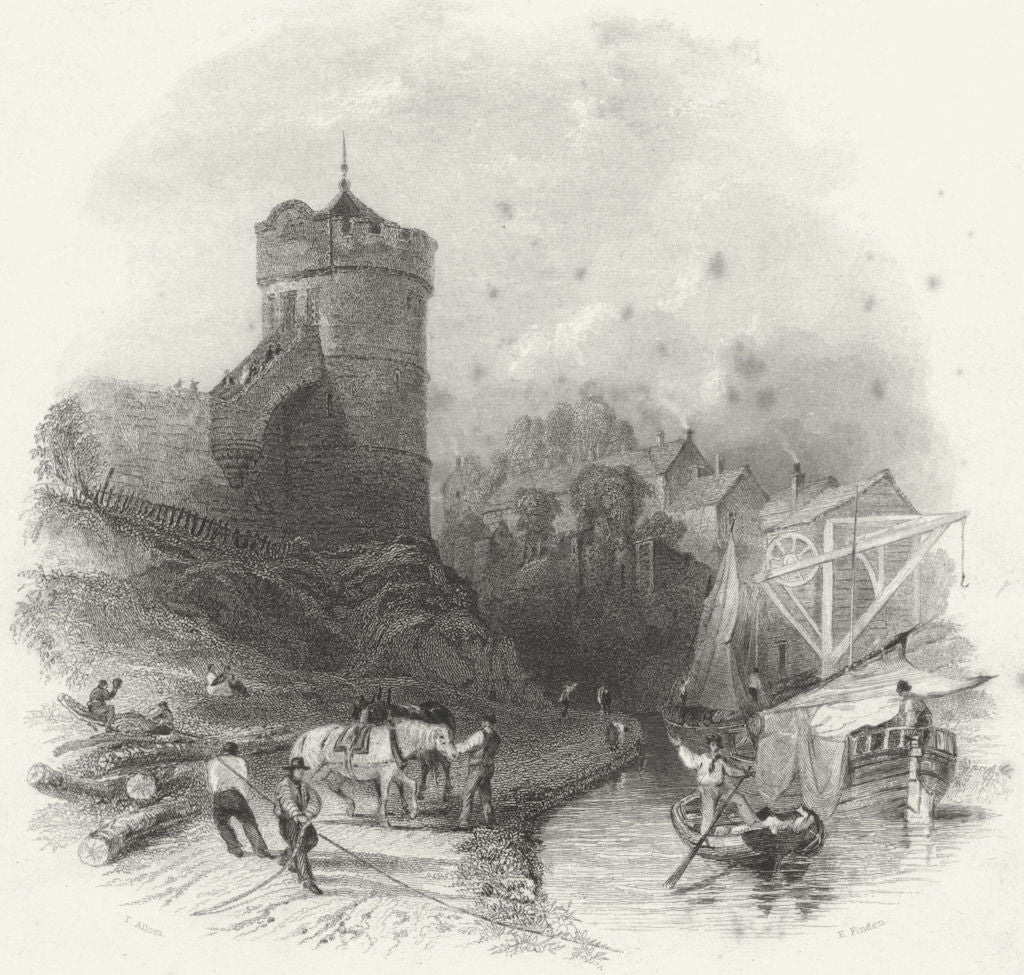 CHESHIRE. Phoenix Tower, Chester Walls. Allom. Finden 1836 old antique ...