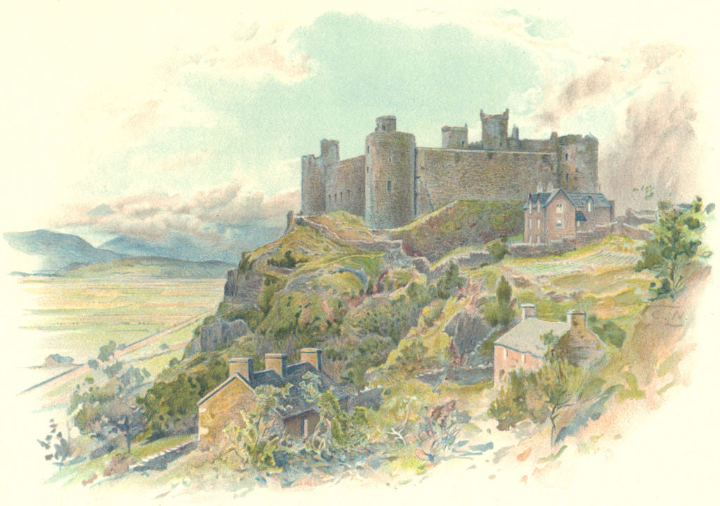 WALES. Harlech Castle. Bartlett Gastineau c1910 old antique print ...